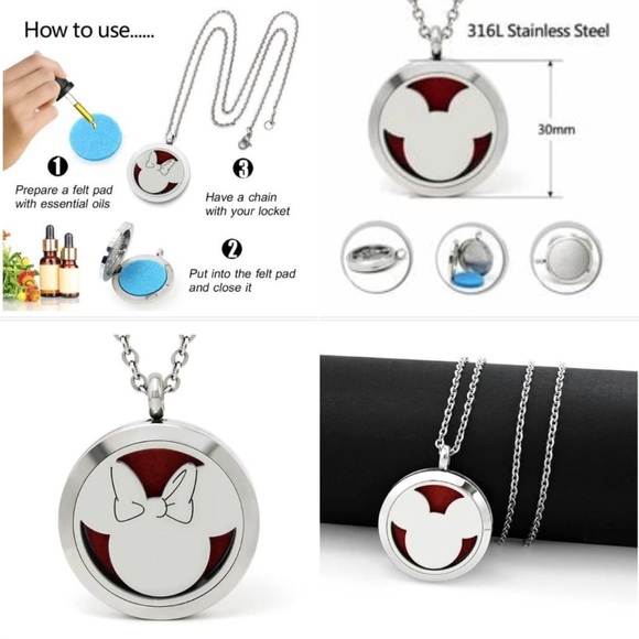 Disney | Jewelry | Disney Essential Oil Minnie Mickey Mouse Necklace ...